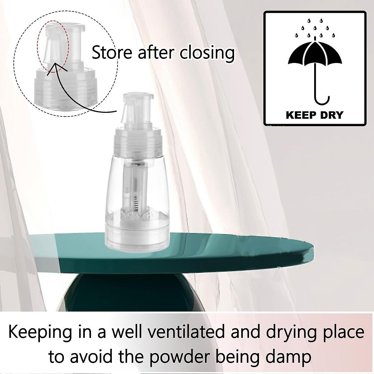 CCbeauty Powder Spray Bottle, Barber Spray Bottle for Hair, Empty Portable Travel Cosmetics Container, Hair Fiber Applicator, Refillable Body Shampoo Powder Bottles Barber Accessories, 6oz/180ml