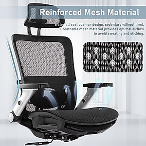 Ergonomic Mesh Office Chair with Footrest, High Back Computer Executive Desk Chair with Headrest and 4D Flip-up Armrests, Adjustable Tilt Lock and Lumbar Support-Grey