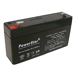 PowerStar--2 Year Warranty 6V 1.2AH SLA Battery Replaces pe6v1.2 bp1.2-6 es1.2-6 cb-1.3-6