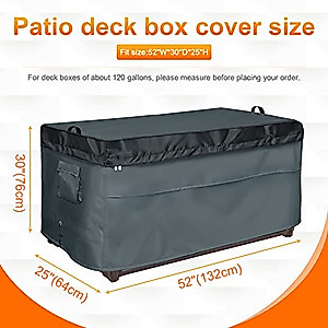 DUSTYPROTE Patio Storage Box Covers, Quick Open Outdoor Deck Boxs Top with Zipper and Pockets Garden Deck Box Covers Waterproof,Storage Container Covers(Gray,52x30x25in)