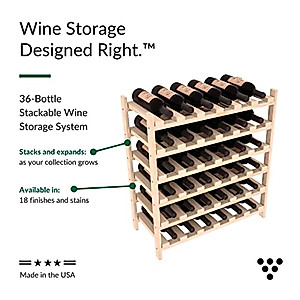Wine Racks America Living Series Stackable Wine Rack - Durable and Modular Wine Storage System, Pine Unstained - Holds 36 Bottles