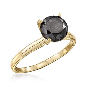 Ross-Simons 2.00 Carat Black Diamond Solitaire Ring in 14kt Yellow Gold. Size 7