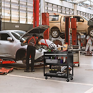 3-Tray Rolling Tool Cart,330 LBS Capacity Utility Tool Cart on Wheels with Lockable Drawers, 3 Tier Utility Tool Organizer Cart for Garage, Warehouse, Workshop & Repair Shop