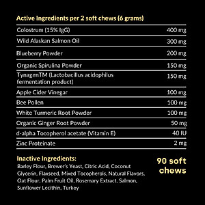 Doggie Greens - Natural Dog Vitamins & Probiotics for Dogs. No Messy Powder. Includes Spirulina, Kelp & Antioxidant Berry Mix. 6-in-1 Dog Supplements & Vitamins Chews. Super Greens for Dogs.