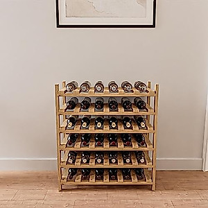 Wine Racks America Living Series Stackable Wine Rack - Durable and Modular Wine Storage System, Pine Unstained - Holds 36 Bottles