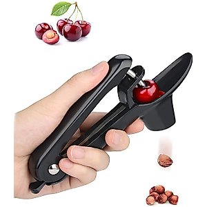 Cherry Pitter - Heavy-Duty Olive and Cherry Pitter Corer Tool with Space-Saving Lock Design, Multi-Function Cherries Stoner Seed Remover Tool for Make Fresh Cherry Dishes
