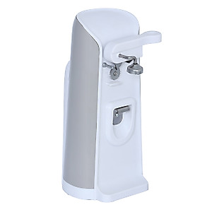 Brentwood J-30W Tall Electric Can Opener with Knife Sharpener & Bottle Opener, White