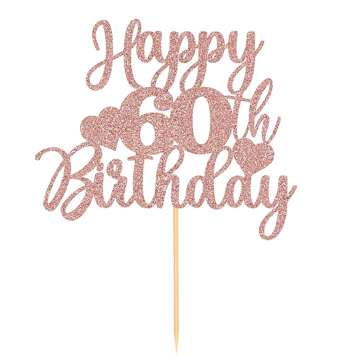 bd1 Noeutabs Happy 60th Birthday Cake Topper-Rose Gold 60th Birthday Cake Topper-Cheers 60 Years Old Glitter Letter Party Decoration (60), KK-180