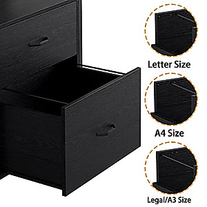 IRONCK Industrial Bookcase with File Cabinet Drawers, 71.6 in Tall Bookshelf 5 Tier, Freestanding Storage Home Office Cabinet Organizer, Rustic Home Decor, Black