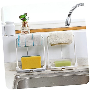 Sink Drying Dual- Dish Organizer Dishcloth for Soap Removable Rack Plastic and Sponge Cloth Brush Rackgrey Rag Storage Kitchen Stands with Countertop Holder Grey