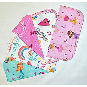 1 Ply All Things Girl Flannel Washable Kids Lunchbox Napkins 8x8 inches 5 Pack - Little Wipes (R) Flannel