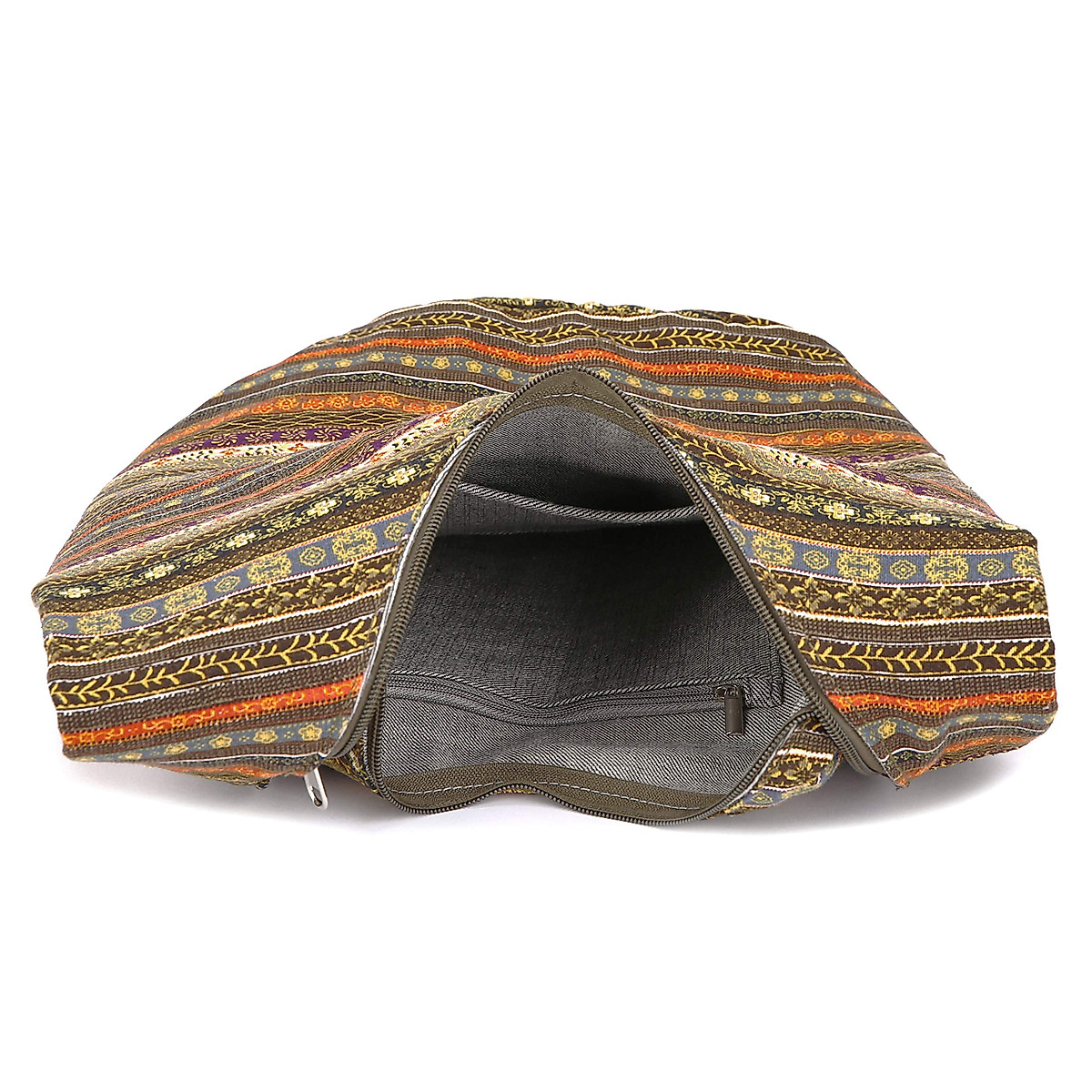 Women Shoulder Handbags Fashion canvas Hippie Crossbody Bags Bohemian Animal Prints Hobo Bags (Green-Orange)