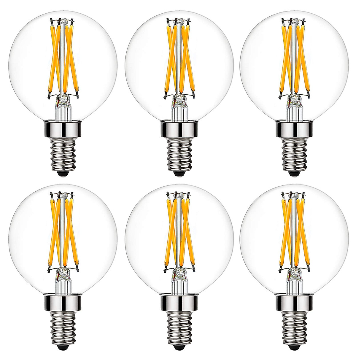 LiteHistory e12 led dimmable g16.5 Light Bulb 6W Equal 60 Watt 600lm AC120V e12 Candelabra Bulb 60 Watt for Chandeliers,Ceiling Fan,Vanity Warm White 2700K Globe e12 Light Bulb 6Pack