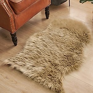 DXGJOKR Faux Fur Rug, Sheepskin Rug, Fluffy Rug, Shag Rug, Fuzzy Rugs for Bedroom, Small Area Rug Bedside Rug Ultra Soft Plush Rug, Machine Washable Rug (Camel, 2x3ft Sheepskin)