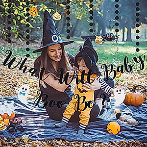 What Will Baby Boo Be Banner with Ghost Garland Halloween Gender Reveal Banner Halloween Baby Shower Banner for Halloween Baby Gender Reveal Decorations