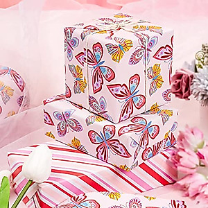 WRAPAHOLIC Reversible Wrapping Paper - Mini Roll - 17 Inch X 33 Feet - Butterfly Design, Perfect for Birthday, Party, Holiday, Wedding, Baby Shower