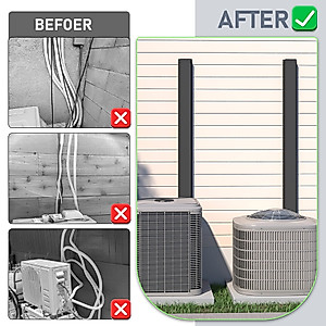 Flamorrow Metal Line Set Cover Kit, Decorative AC Line Cover Kit for Mini Split Air Conditioners and Central AC, Heat Pump Systems, 6 x 4 inch, Black