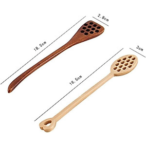 YSSZAM Brown Honey Dippers, Handmade Spoon Stirrer, Long Handle Honey Dipper Mixing Stick, Wooden Honey Dipper, Handmade Honey Drizzler for Kitchen and Dining