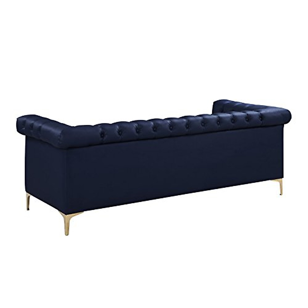 Iconic Home Gold Navy Blue Winston PU Button Tufted with Nail head Trim Tone Metal Sofa,FSA2571-AN
