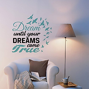 Family Inspirational Quotes Vinyl Wall Decal Stickers Dream Until Your Dreams Come True, Family Decor Removable Vinyl for Kids Room Living Room Bedroom Dining Room Fitness Gym Office (11.8''×23.6'')