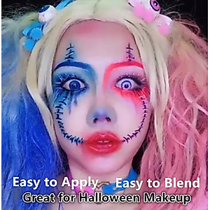 Go Ho 6 Colors Blue Face Body Paint,Cream Washable Formula Face Painting for Adults Children Halloween Cosplay,Body Paint FX Makeup Palette,Professional Face Paint Blue Makeup