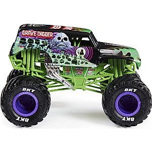 Monster Jam Official Grave Digger Monster Truck - Grave Digger Collector 1:24 Scale Die-Cast Vehicle - Chrome Rims and BKT Tread Tires For Use In All Playsets - Collectible For Fans & Birthday Parties