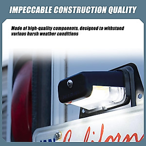 gunhunt 1 PC Truck License Plate Light, 8.4" x 2.9" x 2.3" 2 LED License Plate Light IP67 Waterproof Dustproof with Mounting Bracket, Drain Hole Light Holder Bracket, Universal for Trucks (Black)