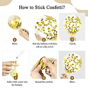 FOTIOMRG 133pcs Black and Gold Balloons Garland Arch Kit with Metallic Gold Confetti Balloons, 5/10/12/18 Inch Black Gold Latex Balloons for Graduation Birthday Wedding Party Decorations