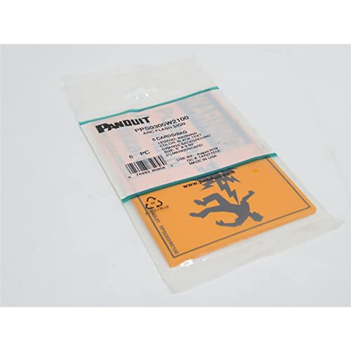 Panduit PPS0305W2100; Bag-5; Arc Flash Signs; 3.5" W x 5" H
