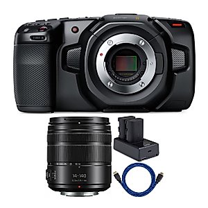 Blackmagic Design Pocket Cinema Camera 4K Bundle with 14-140mm Lens, Batteries and Cable (4 Items)