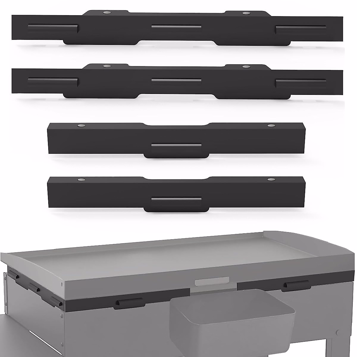 Koutemie Wind Guard for Blackstone 28" Griddle Accessories with Magnetic Grill Heat Shield, Heavy Duty Steel Wind Screens Compatible with Rear Grease Cup, Hood and Side Shelf, Black