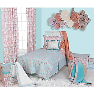 Bacati - Paisley Kids Storage (Laundary Hamper with Wooden Frame and Mesh Liner, Coral/Aqua)