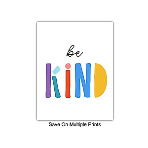 Kids Room Decor Motivational Quotes - Boys Room Decor - Girls Bedroom - Baby Nursery Decor - Inspirational Wall Art Posters - Classroom Decor - Positive Quotes Sayings - Family Wall Decor - Be Kind