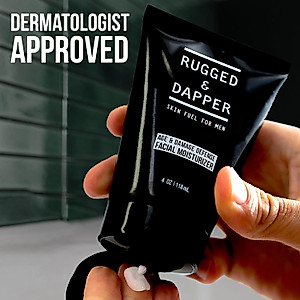 RUGGED & DAPPER Age Defense Mens Face Moisturizer | 4oz | Hydrating Mens Face Lotion | Unscented + Anti- Aging Formula for Clear Skin | Natural Ingredients | Made in USA