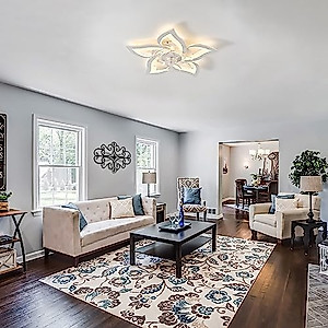 Low-Profile Flush Mount Ceiling Fan with Lights, Modern Dimmable Ceiling Fan Light APP & Remote Control, Reversible Motor, 7 Blades Fan Lights for Kitchen Bedroom Living Room