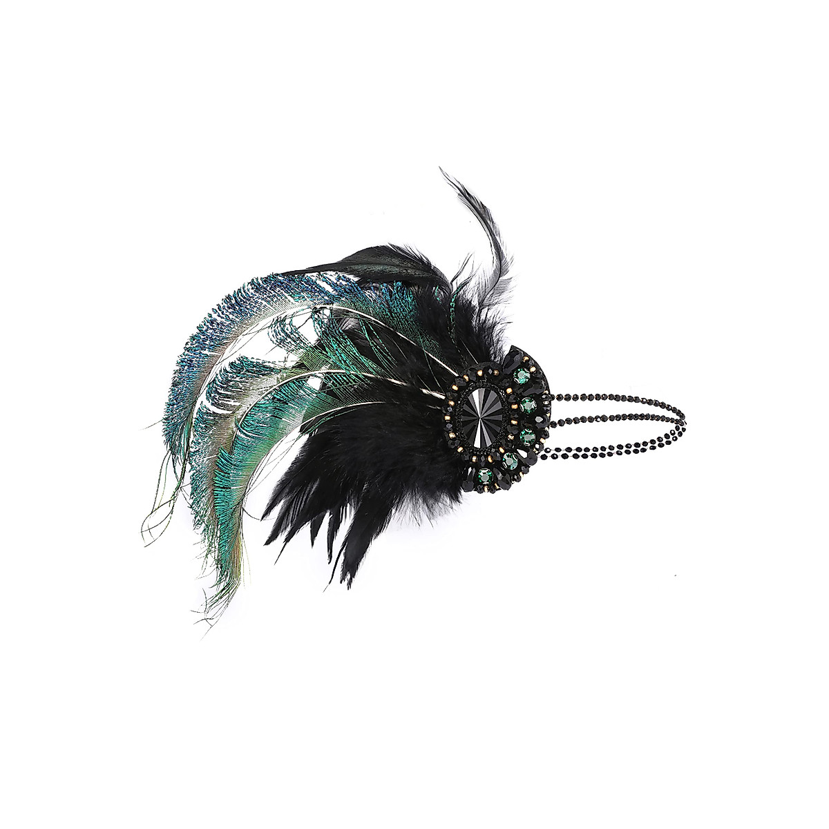BABEYOND Vintage 1920s Flapper Headband Roaring 20s Great Gatsby Headpiece (Green)