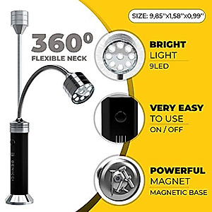 Flexible LED BBQ Grill Lights Set of 2 - The Perfect Grilling Accessories Light with 360-Degree Magnetic Base and Gooseneck - 100% Portable Weatherproof Outdoor Lamp w/ 6 Batteries Included