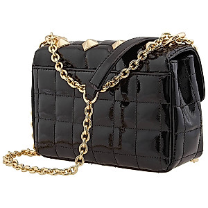 SoHo Small Studded Quilted Patent Leather Shoulder Bag