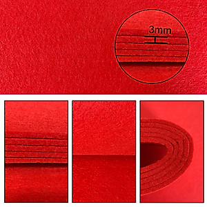 aufodara Felt 59''x16'' Large Felt Fabric 150x40cm x 3mm Thick for Crafts Felt Desk Mat Felt Bag Patchwork Sewing Decorations (Red)