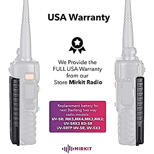 MIRKIT Baofeng Battery BL-5 7.4V 1800 mAh Big Capacity Li-ion for DM-5R UV-5R UV-5R Plus UV-5RE BF-F8HP UV-5R V2+ Plus UV-5RTP Series Two Way Radio Store