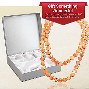 SHOP LC Orange Beaded Necklaces for Women Chunky Costume Jewelry for Women Boho Western Shell Beach Summer Jewelry Birthday Gifts for Women - 46 Inches