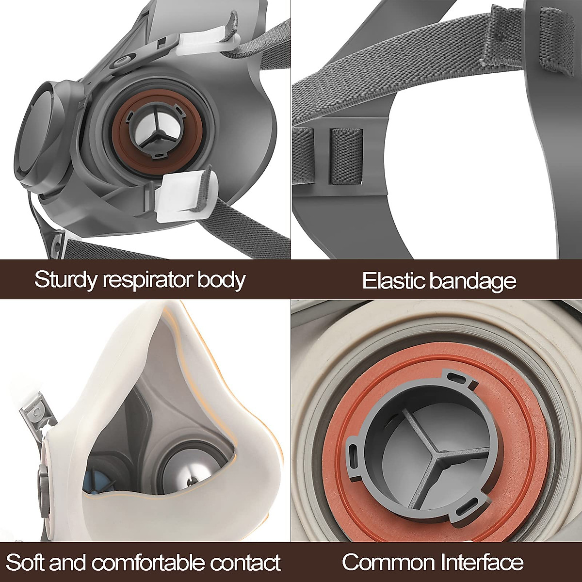 Ougulie Reusable Respirators Half Facepiece Respirator with Face Cover Set for Painting, Machine Polishing, Welding and Other Work Protection 6200