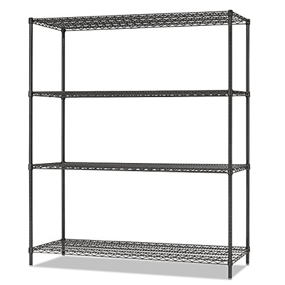 Alera All-Purpose Wire Shelving Starter Kit, Four-Shelf, 60w x 24d x 72h, Black Anthracite Plus