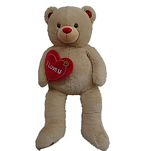 Pioupiou Jumbo 48" Plush Teddy Bear with I Love You Heart (Birthdays, Holidays, Engagements, Mother's Day, Sweetest Day)