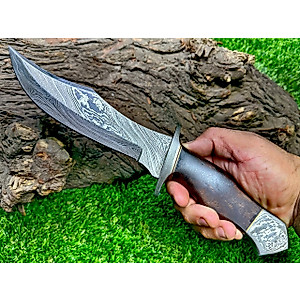 Handmade Damascus Steel 13 Inches Bowie Knife - Solid Perfect Grip Handle