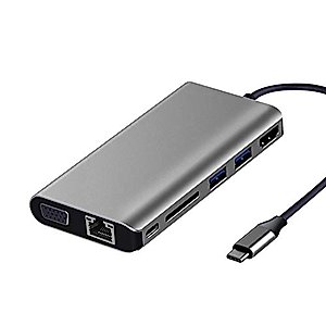 XUNMAIFHB Portable Docking Station,8-in-1 Docking Station Type-c to hdmi VGA USB3.0 HUB SD Card Reader PD Gigabit Network Card Audio USB3.0/SD Card/RJ45/HDMI/VGA/Stereo Fast Transmission