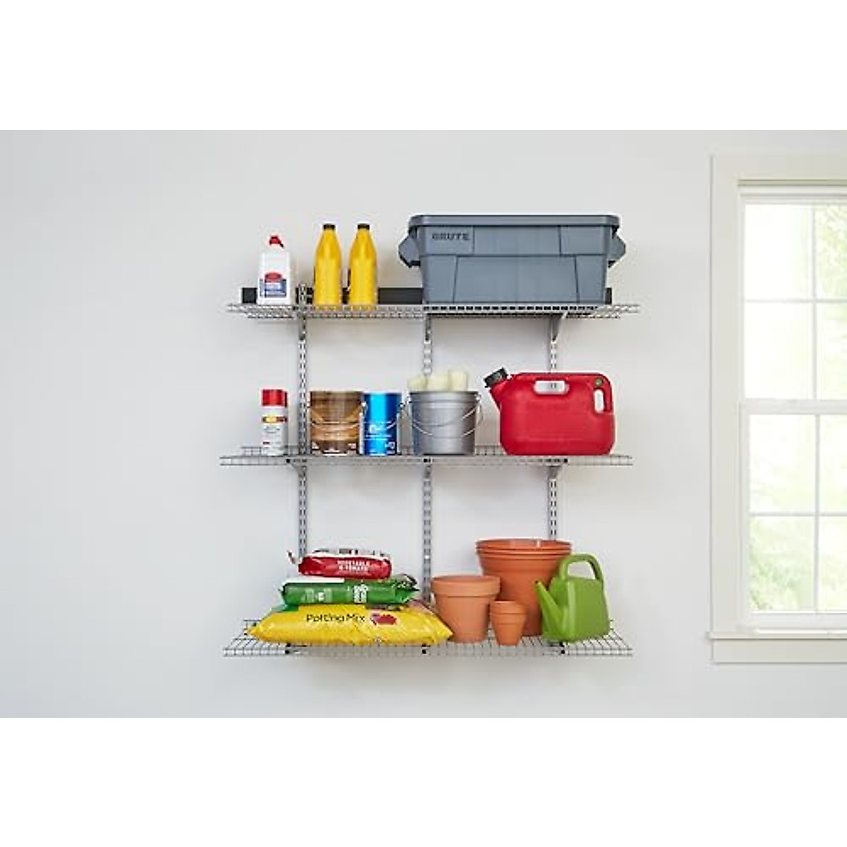 Rubbermaid Fasttrack Rail Storage 48"x16" 3-Shelf Kit, 350 lbs. Per Shelf, for Home/Garage/Shed/Workshop Organization