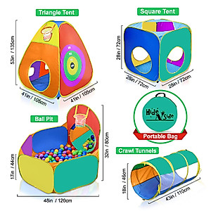 Gift for Toddler Boys & Girls, Ball Pit, Play Tent and Tunnels for Kids, Best Birthday Gift for 3 4 5 Year old Pop Up Baby Play Toy, Target Game w/ 4 Darts Indoor & Outdoor