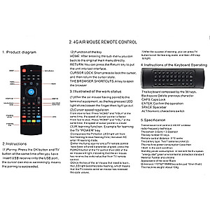 CHUNGHOP MX3 Voice Air Mouse Mini Keyboard Wireless Remote, 2.4G Multifunctional Fly Mouse with Motion Sensing Game Handle for 3-Gsensor HTPC Mini PC PS3/4 Xbox 360 and Android Smart TV Box 3-Gyro