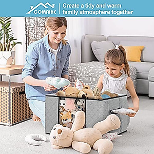 GoMaihe Clothes Storage Bags 6 Pack, Foldable Storage Bins Closet Organizers Stackable Containers with Reinforced Handles and Lids, Clothing Blanket Toy Shoe Comforters Pillow Organization, Grid Gray